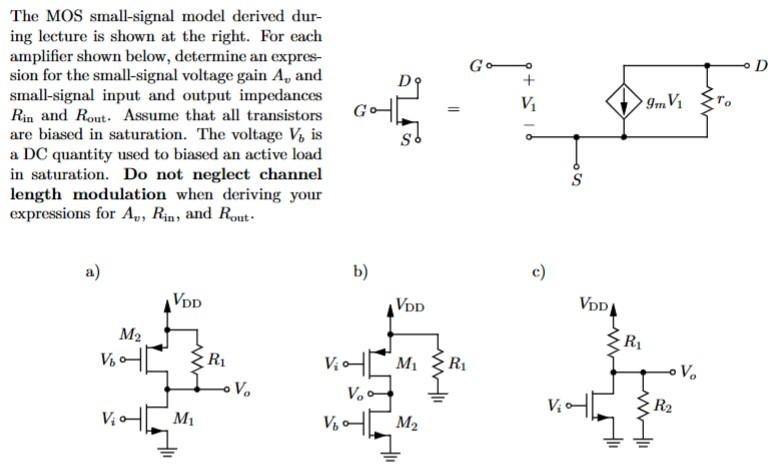 Solved The MOS small-signal model derived during lecture is | Chegg.com