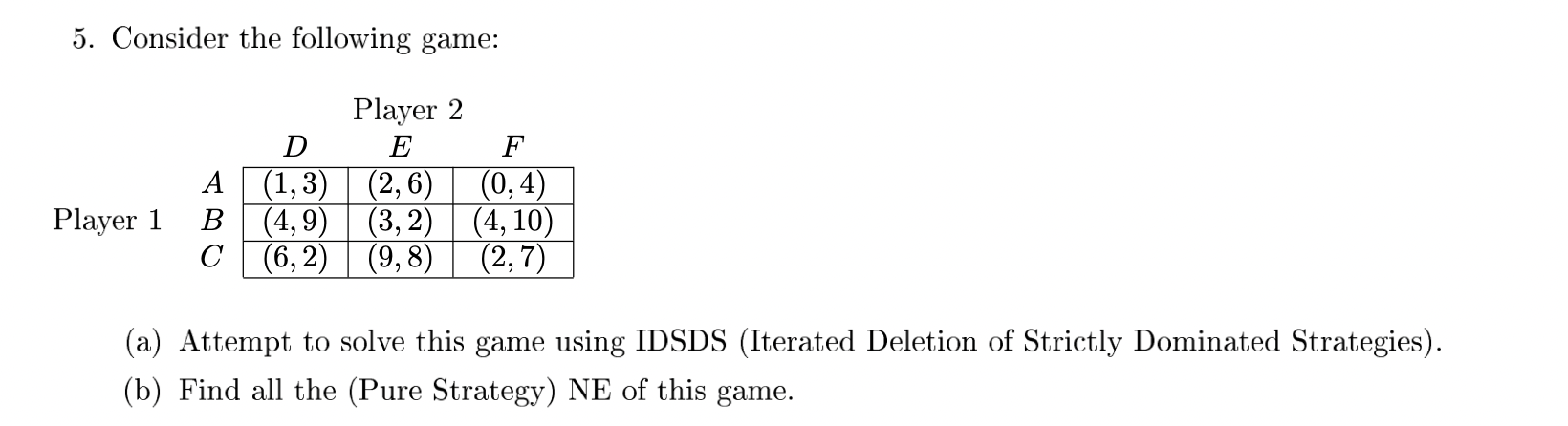 Solved 5. Consider the following game: (a) Attempt to solve | Chegg.com