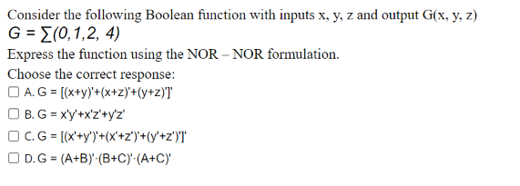 Solved Consider the following Boolean function with inputs | Chegg.com