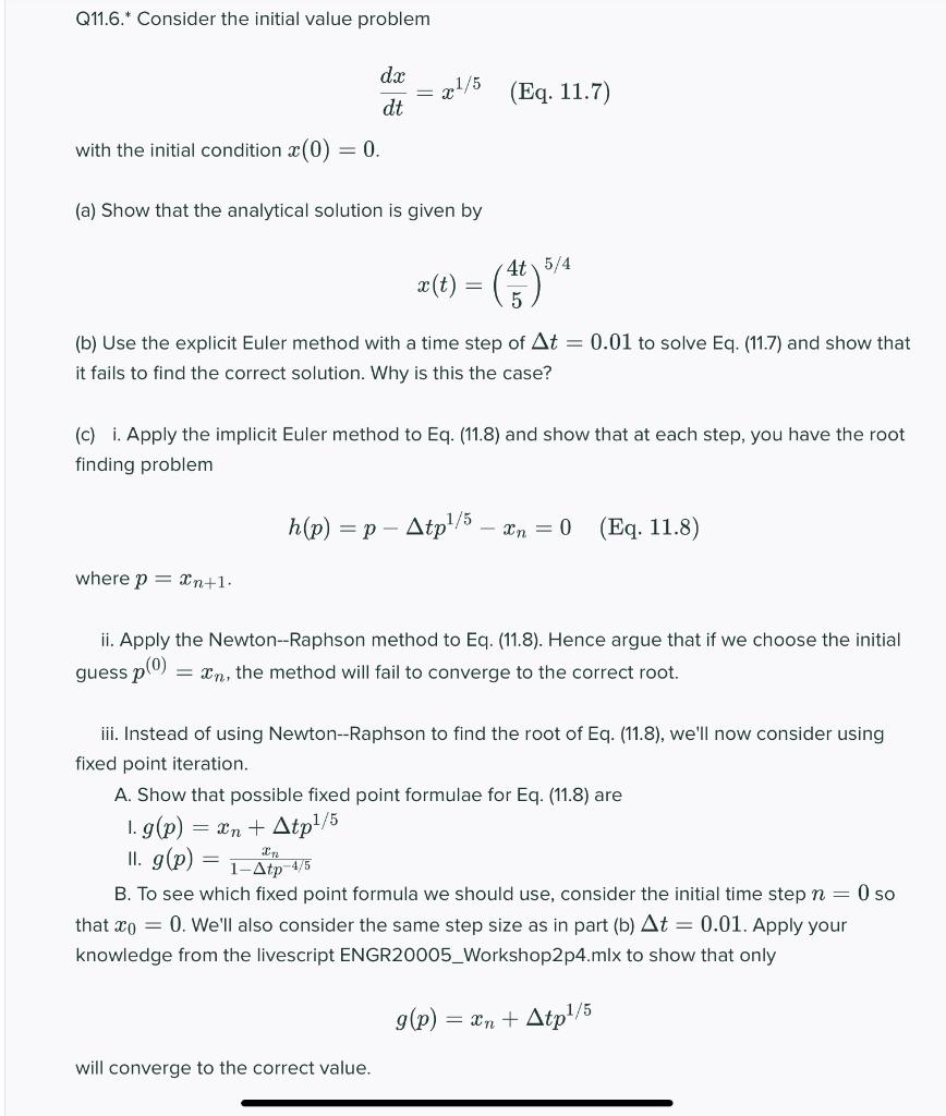 Q11.6. ∗ Consider the initial value problem | Chegg.com