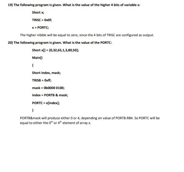 Solved 19) The following program is given. What is the value | Chegg.com