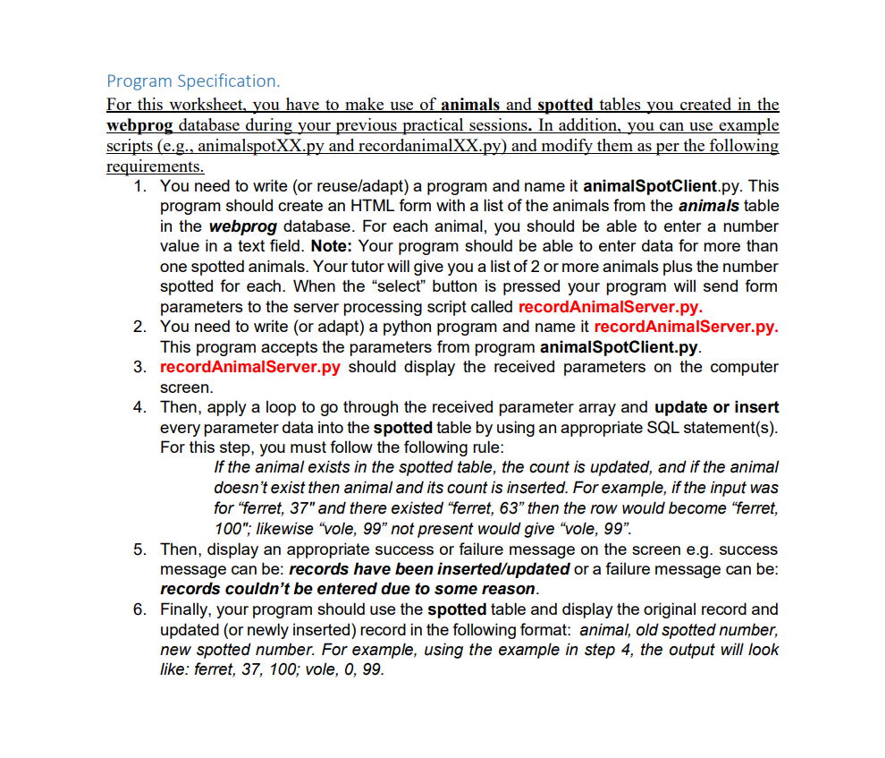 Solved Program Specification. For this worksheet, you have | Chegg.com