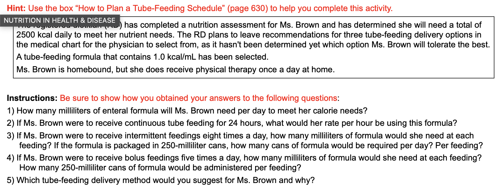 Solved Hint: Use the box "How to Plan a Tube-Feeding | Chegg.com