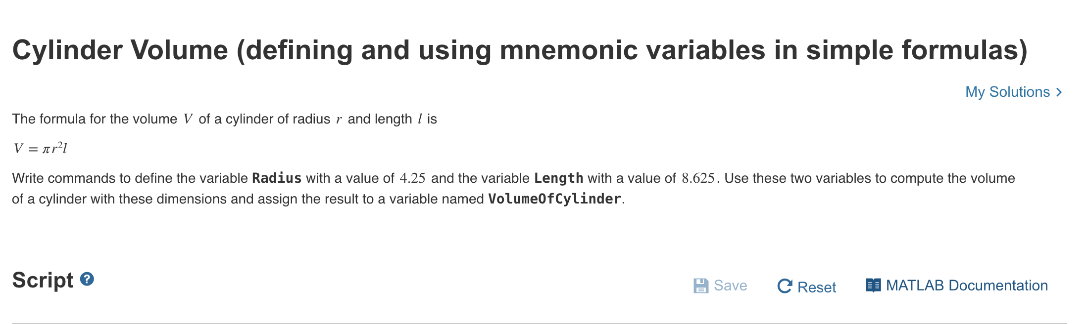 Solved Cylinder Volume (defining and using mnemonic | Chegg.com