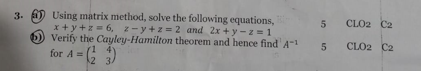 Solved 3. (a) Using matrix method, solve the following | Chegg.com