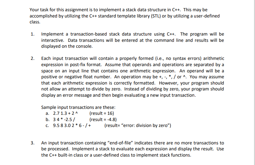 Solved Your task for this assignment is to implement a stack | Chegg.com