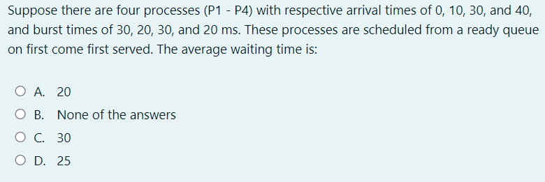 Solved Suppose there are four processes (P1 - P4) with | Chegg.com