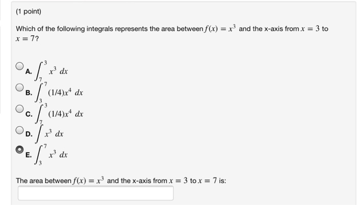 Solved (1 point) which of the following integrals represents | Chegg.com