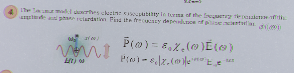 Solved 4 The Lorentz model describes electric susceptibility | Chegg.com