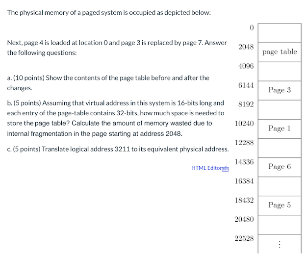 Solved The physical memory of a paged system is occupied as | Chegg.com