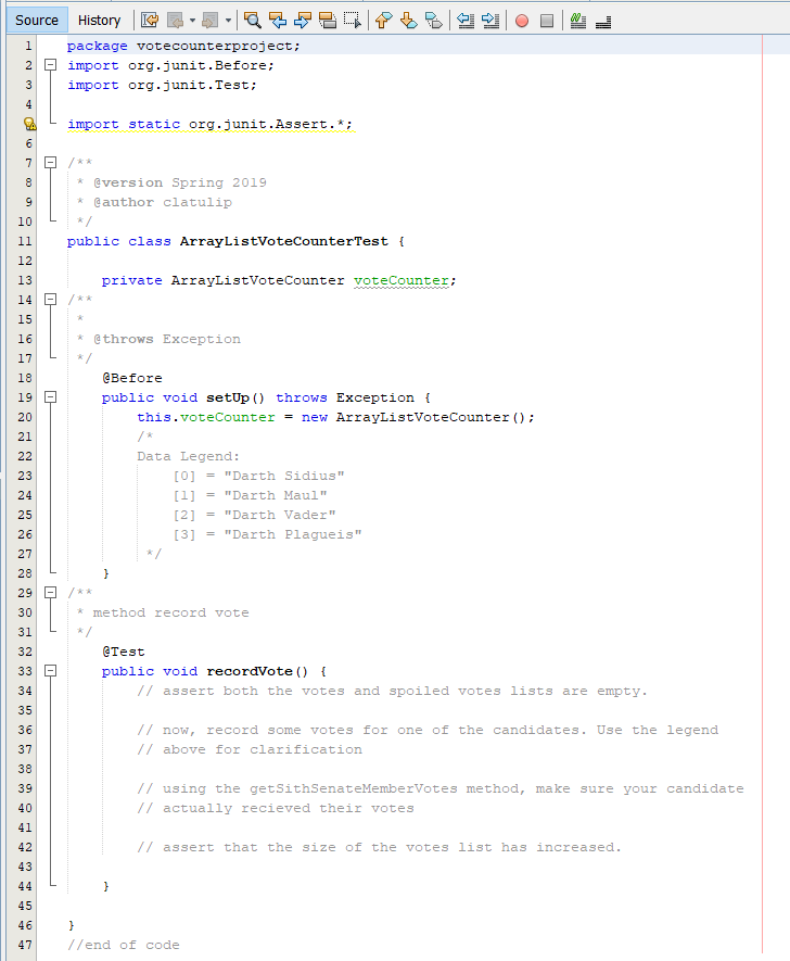 I only need help on ArrayListVoteCounterTest.java on | Chegg.com