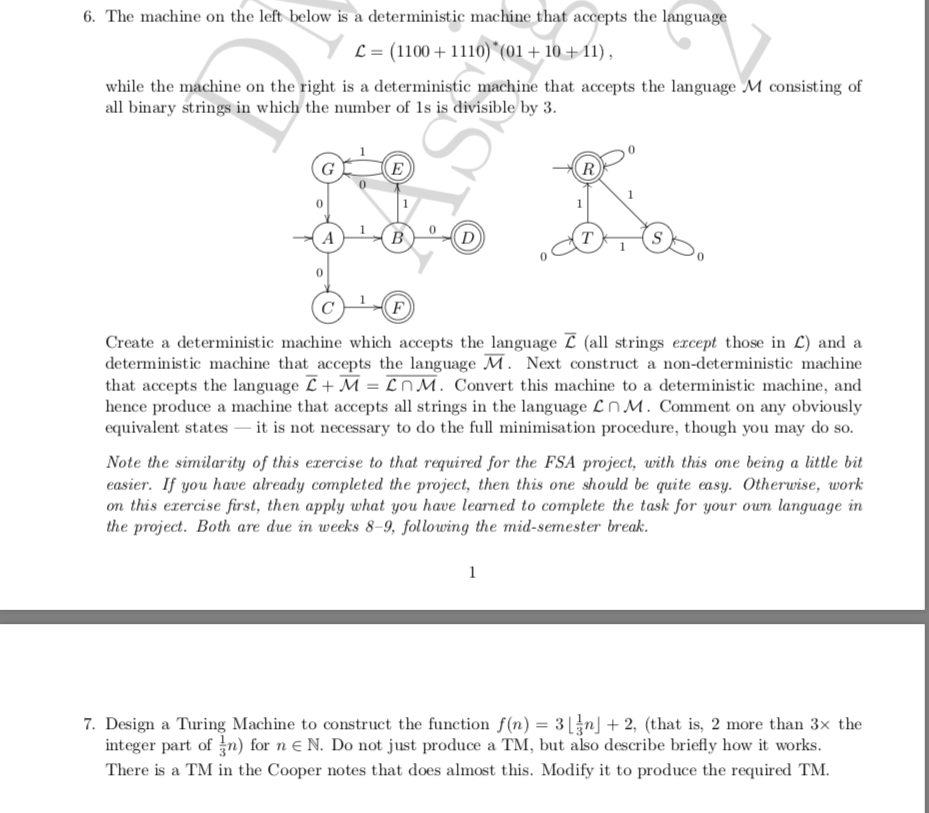 6. The machine on the left below is a deterministic | Chegg.com