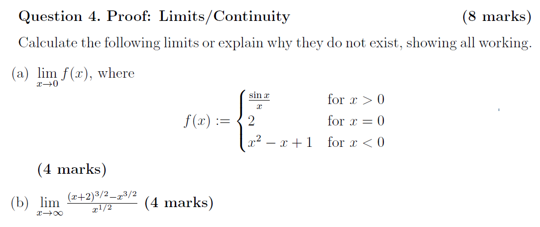 Solved Question 4. Proof: Limits/Continuity (8 marks) | Chegg.com