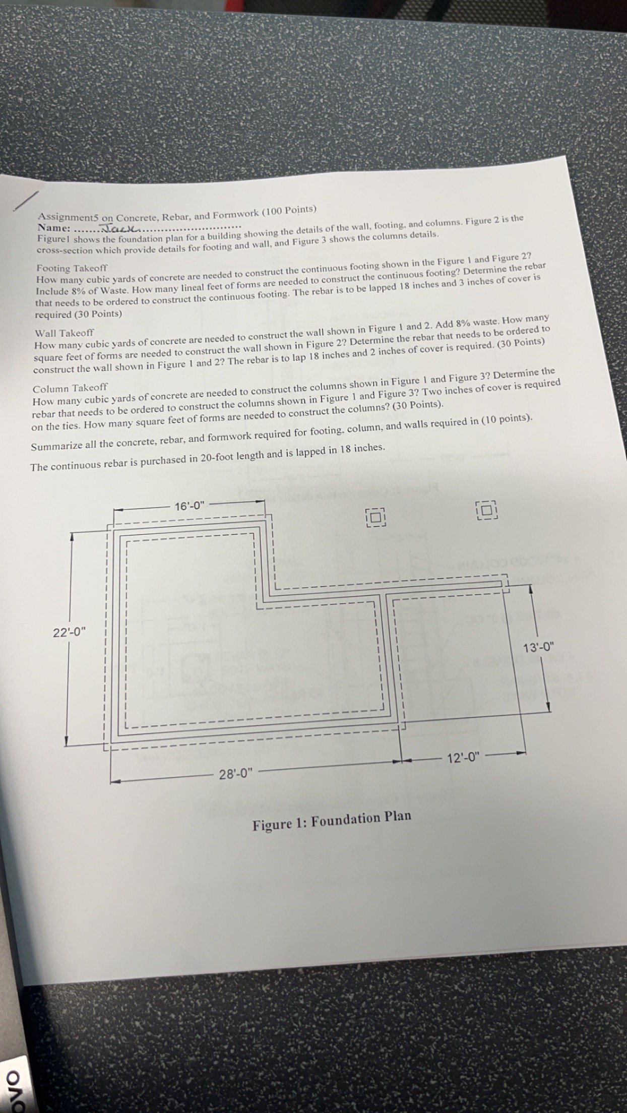 Solved Need help with finding the footing take off and also | Chegg.com