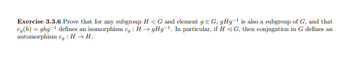 Solved Exercise 3.3.6 Prove that for any subgroup H | Chegg.com