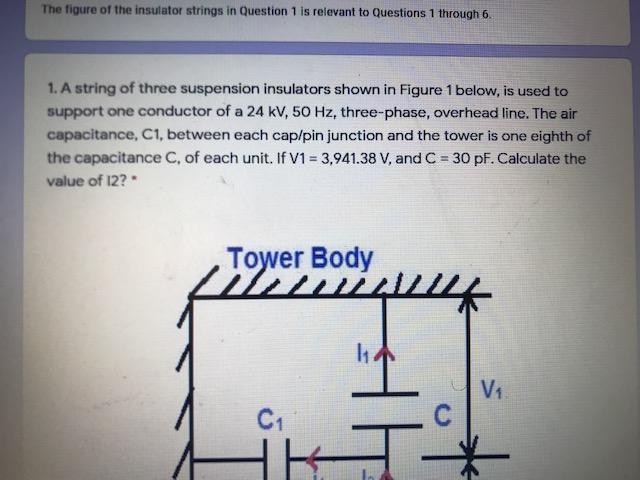 Solved A string of three suspension insulators shown in | Chegg.com