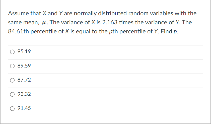 Solved Assume that X and Y are normally distributed random | Chegg.com