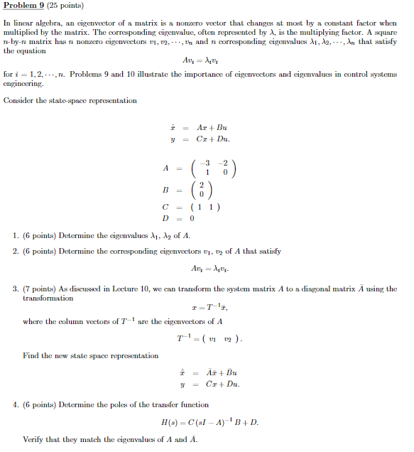 In linear algebra, an eigenvector of a matrix is a | Chegg.com