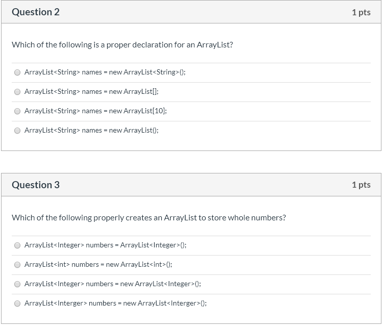Solved Question 2 1 pts Which of the following is a proper | Chegg.com