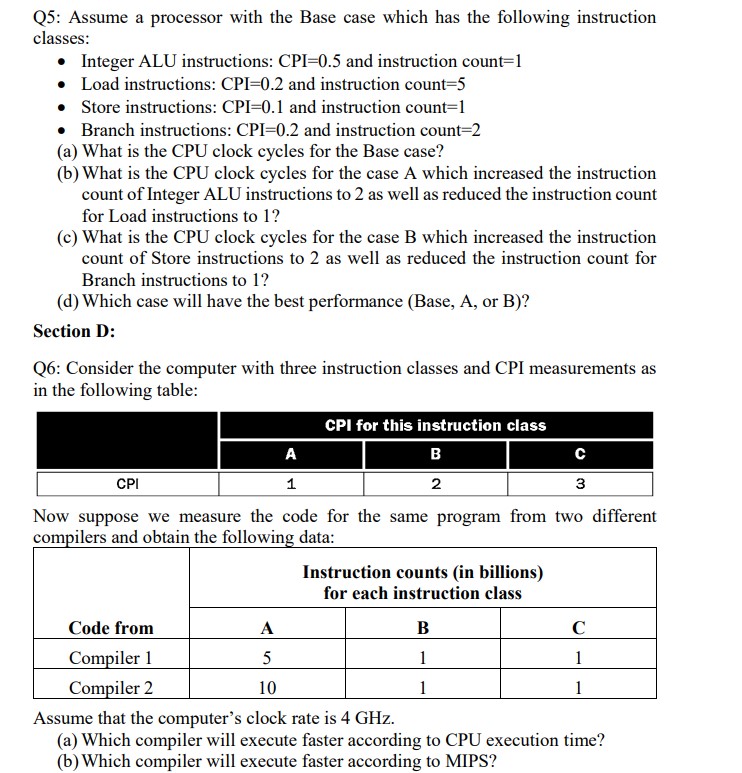 Solved Q5: Assume a processor with the Base case which has | Chegg.com