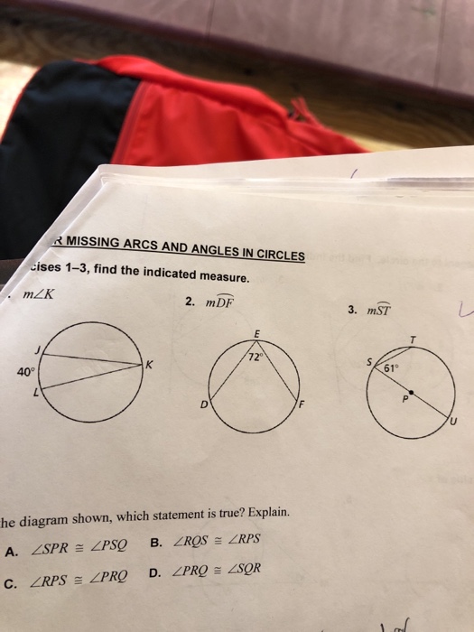 Solved MISSING ARCS AND ANGLES IN CIRCLES ises 1-3, find the | Chegg.com