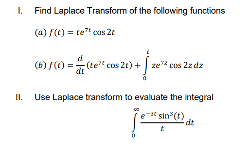 Solved 1. Find Laplace Transform of the following functions | Chegg.com
