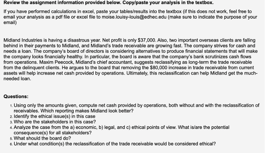 Review the assignment information provided below. | Chegg.com