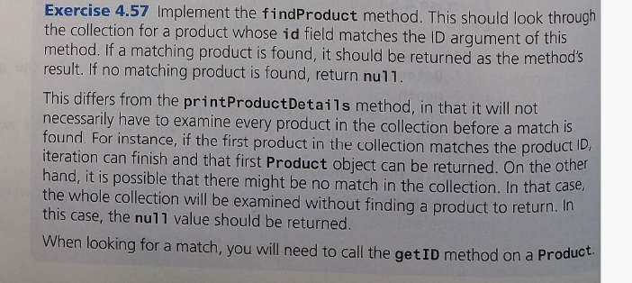 Solved Exercise 4.57 ﻿Implement the findProduct method. This | Chegg.com