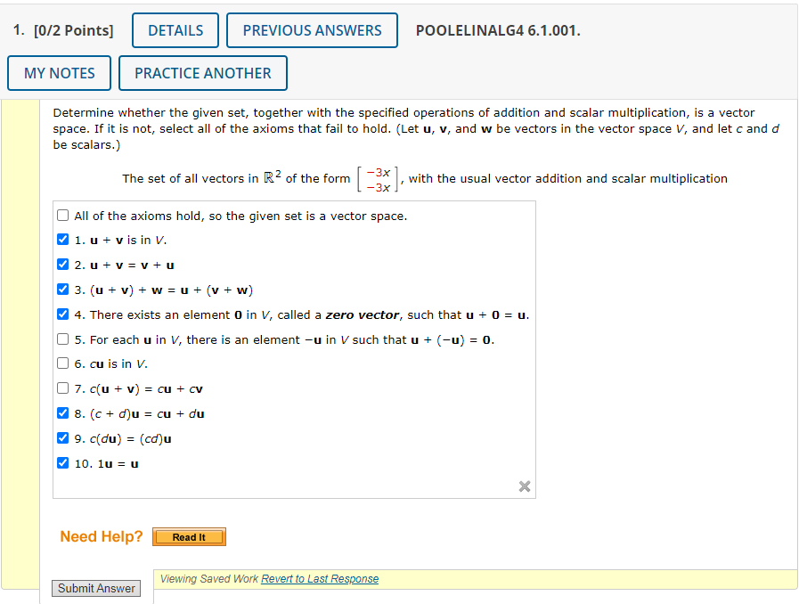 Solved 1. [0/2 Points] DETAILS PREVIOUS ANSWERS POOLELINALG4 | Chegg.com