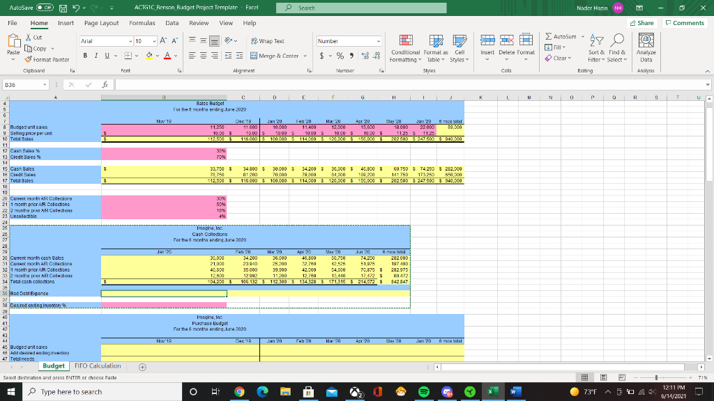 AutoSave CH H. ACTG1C_Benson Budget Project Template | Chegg.com