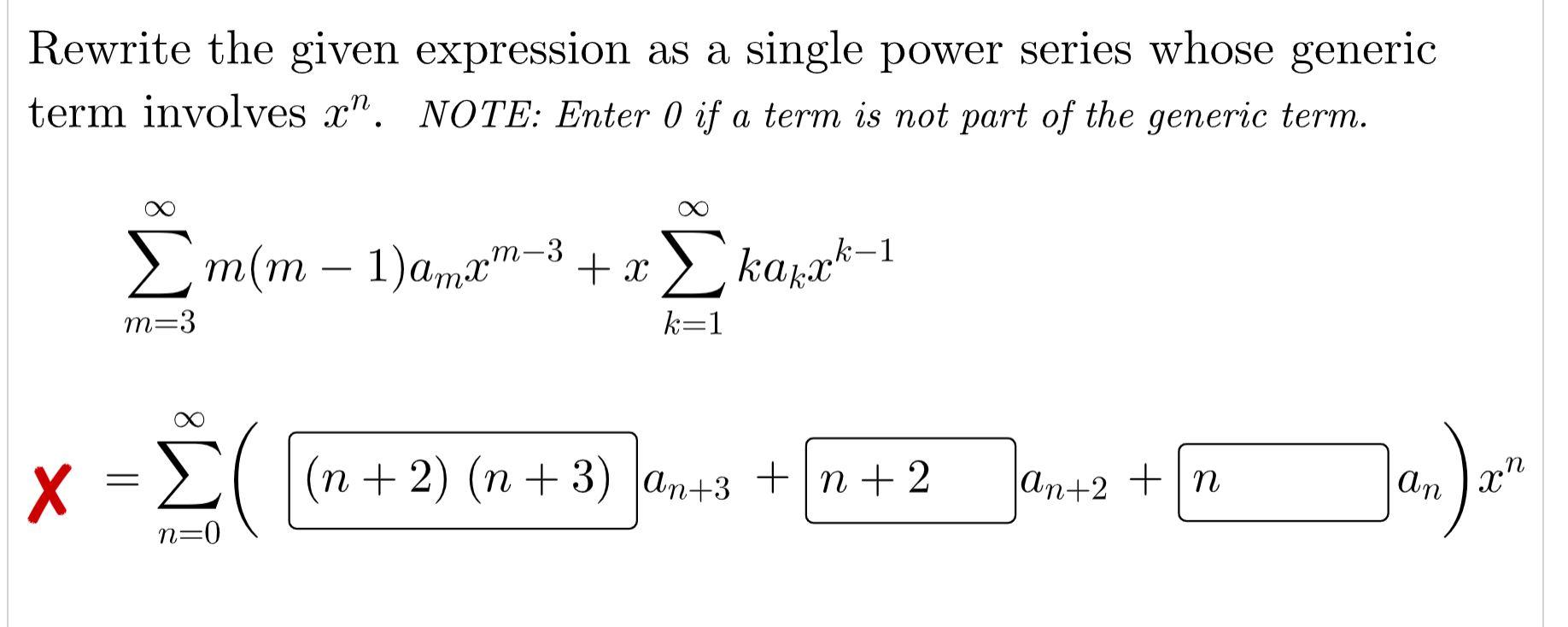 Solved Rewrite the given expression as a single power series | Chegg.com