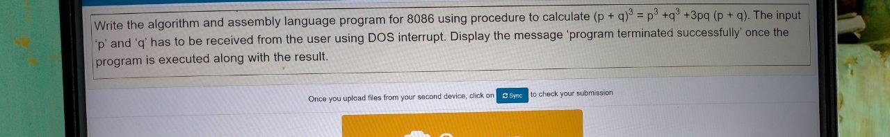 Solved Write the algorithm and assembly language program for | Chegg.com