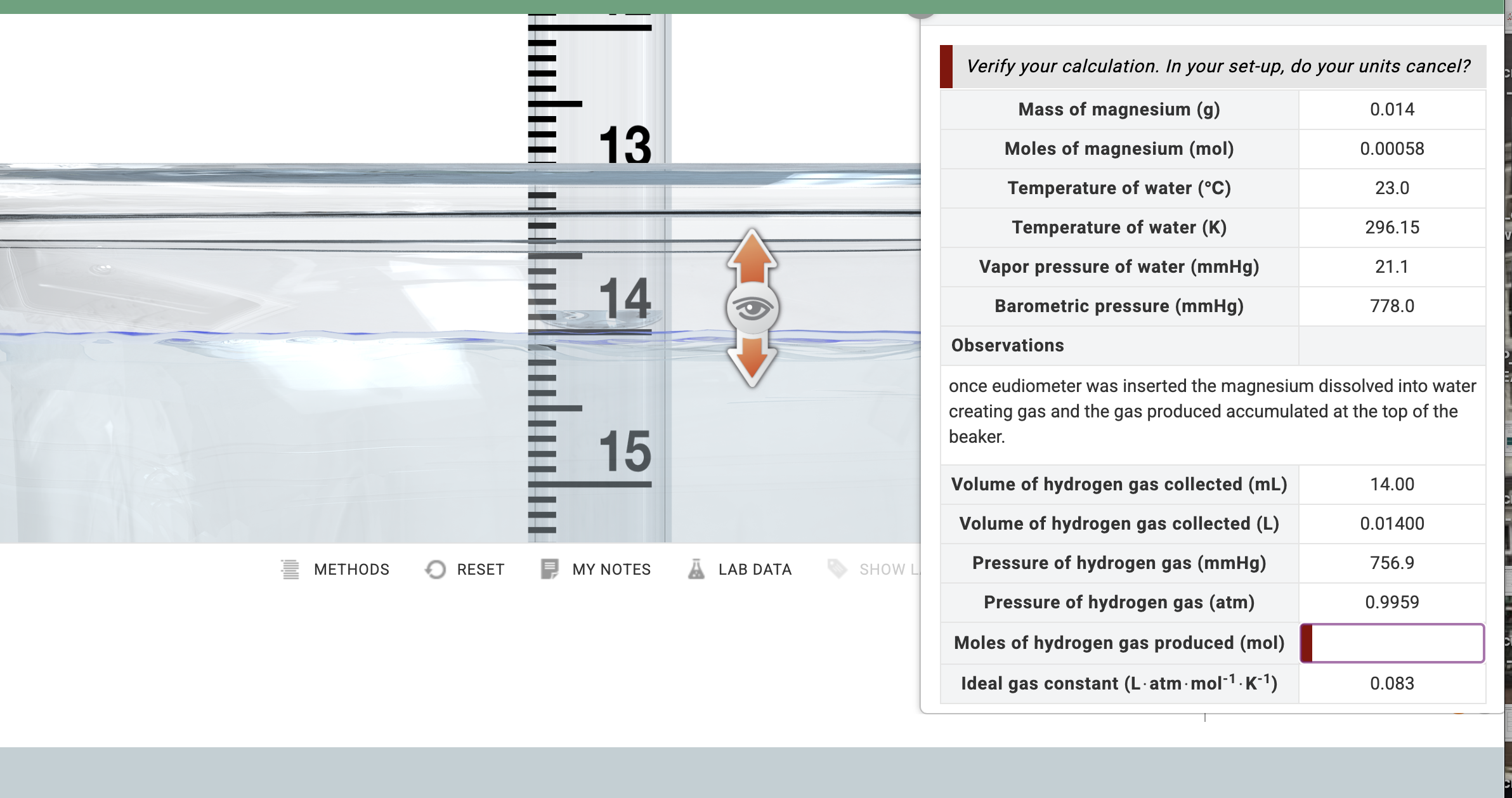 Solved Calculate pressure of hydrogen gas produced in mmHg. | Chegg.com