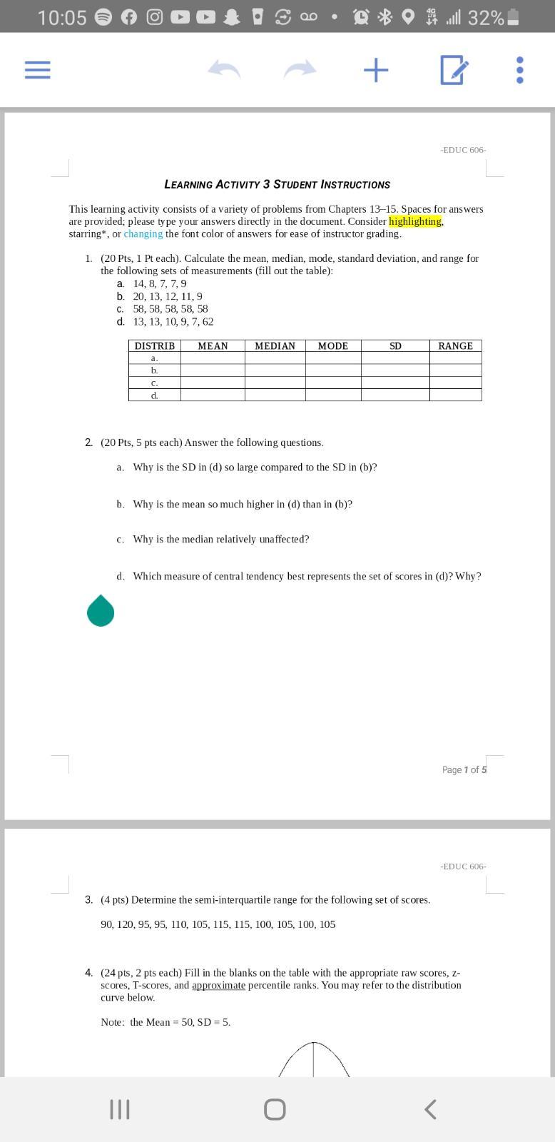 Solved 10:05 Full 32% + : -EDUC 606 LEARNING ACTIVITY 3 | Chegg.com