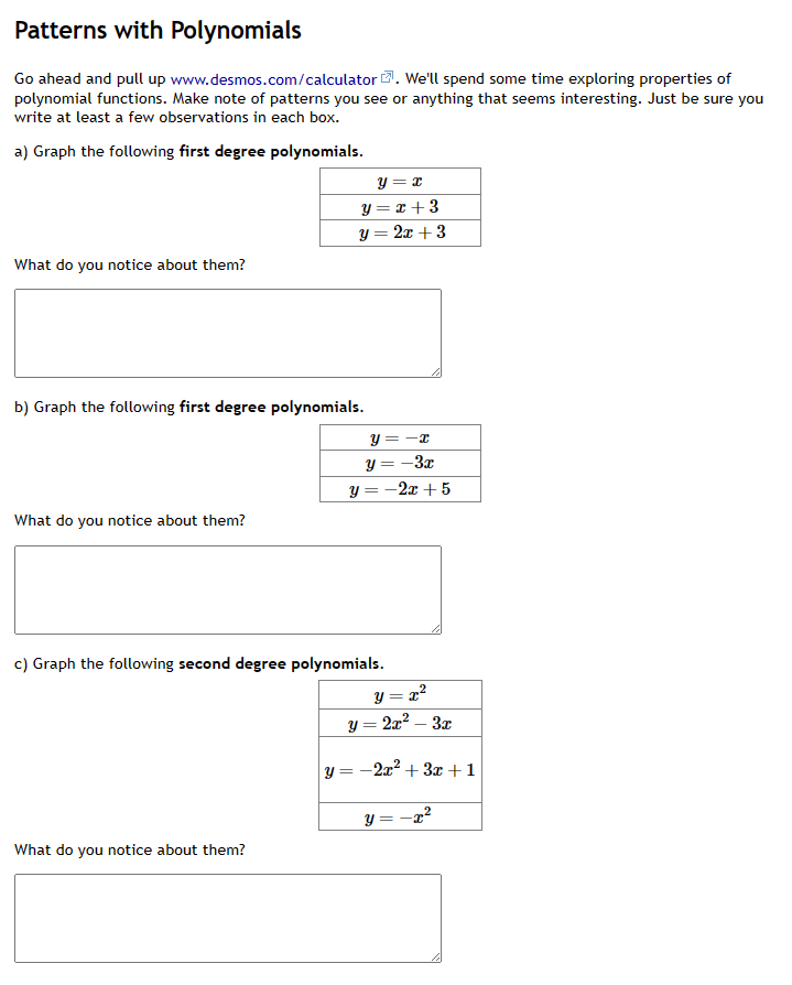 Solved Patterns with Polynomials Go ahead and pull up | Chegg.com