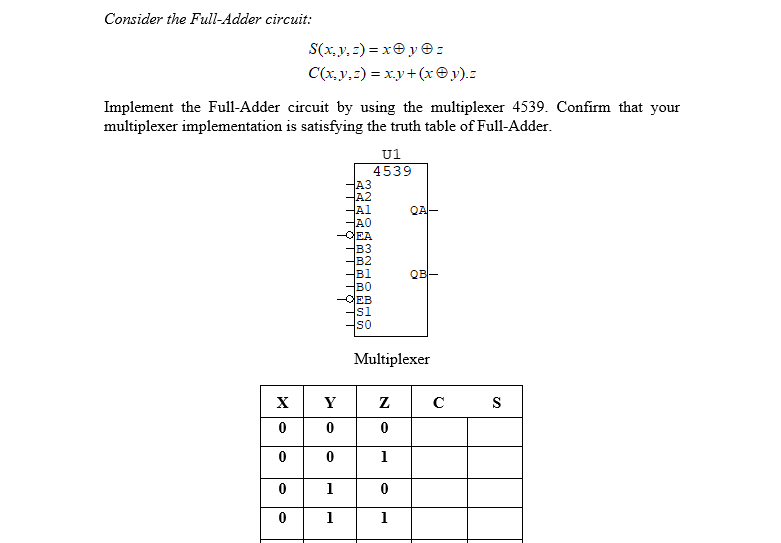 Solved Consider The Full Adder Circuit Sx Y Z Xy 3491