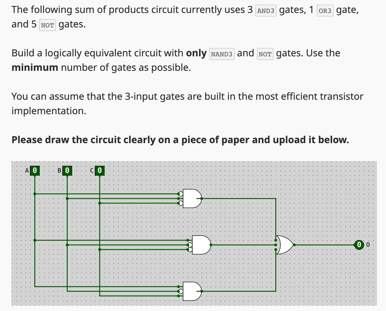 Solved The following sum of products circuit currently uses | Chegg.com