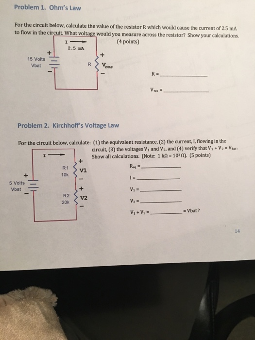 Solved Problem 1. Ohm's Law For the circuit below, calculate | Chegg.com
