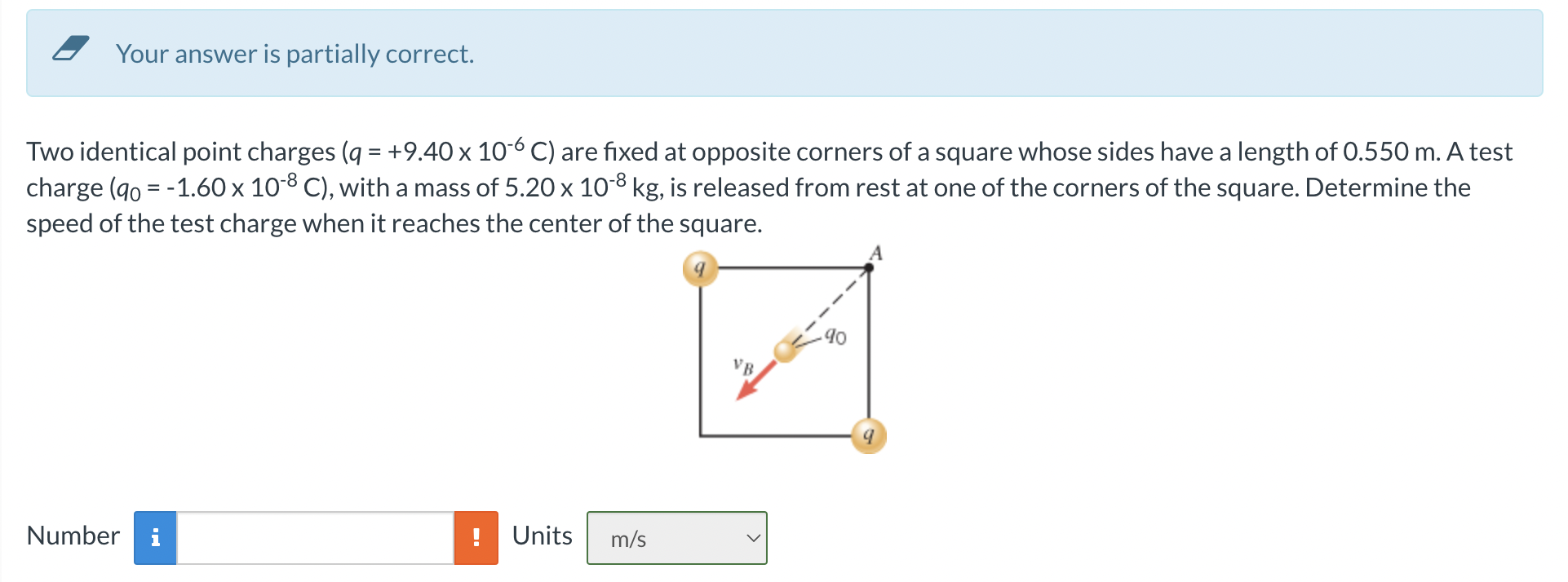 Solved Your answer is partially correct.Two identical point | Chegg.com