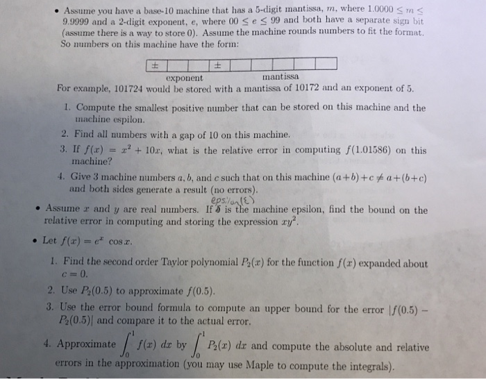 Solved Assume you have a base-10 machine that has a 5-digit | Chegg.com
