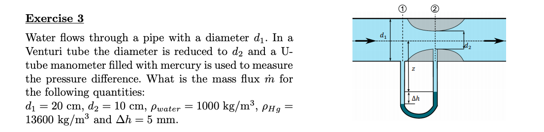 Solved Exercise 3 Water flows through a pipe with a diameter | Chegg.com