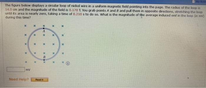 Solved The figure below displays a circular loop of nickel | Chegg.com