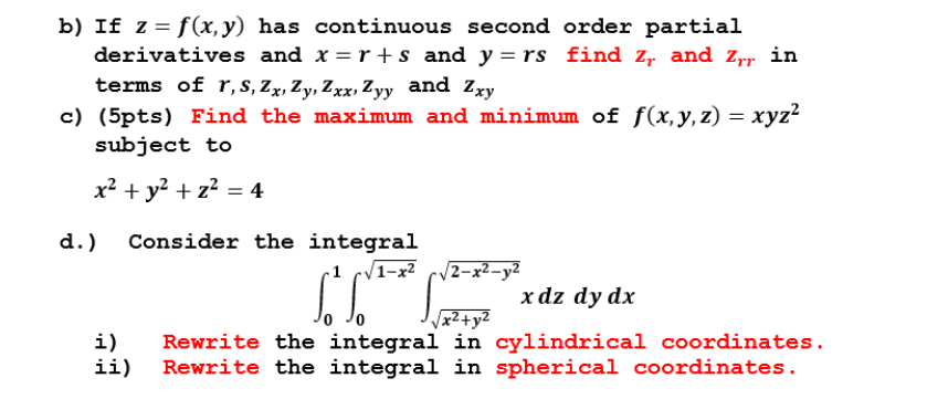 Solved b) If z= f(x,y) has continuous second order partial | Chegg.com