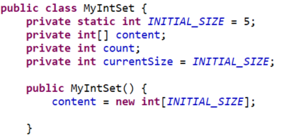 Solved public class My IntSet { private static int | Chegg.com