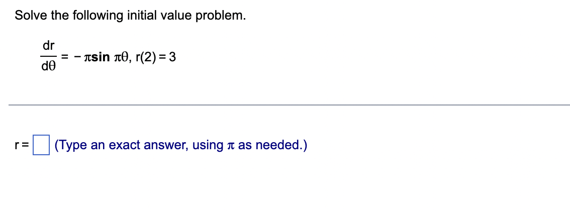 Solved Solve the following initial value problem. | Chegg.com