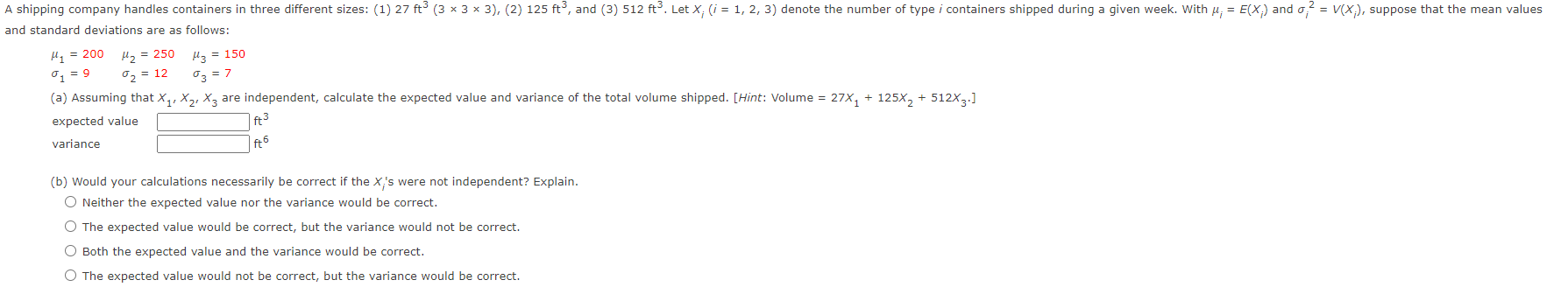 Solved A shipping company handles containers in three | Chegg.com