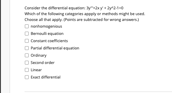 Solved Consider the differential equation: 3y"+2xy' + | Chegg.com