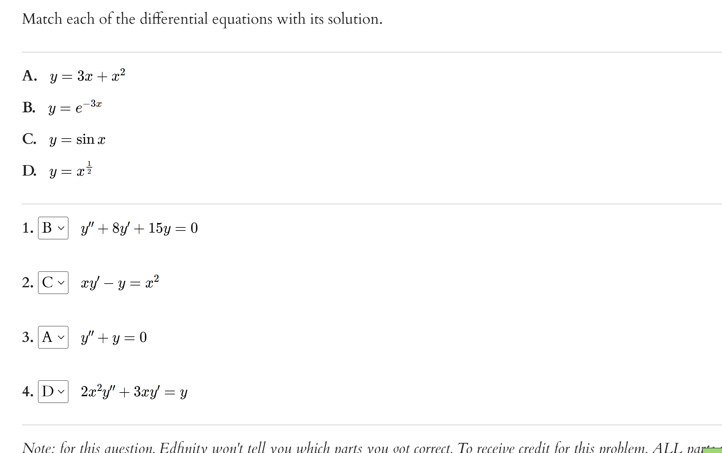 Solved Match each of the differential equations with its | Chegg.com