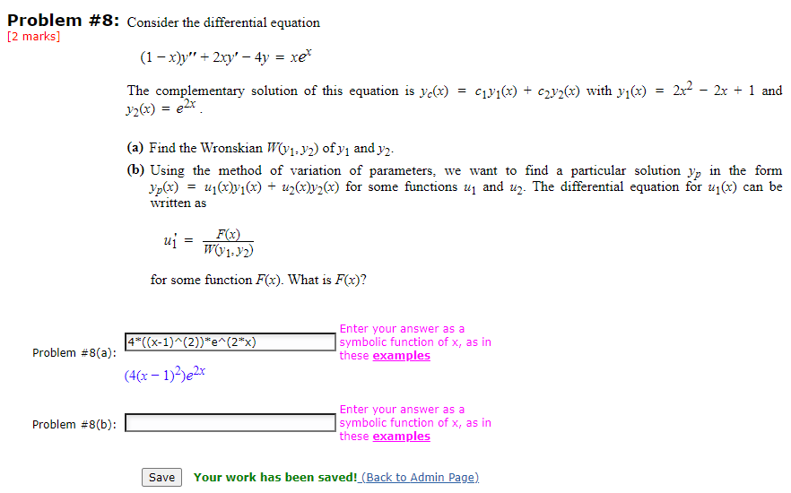 Solved Problem #8: Consider the differential equation [2 | Chegg.com