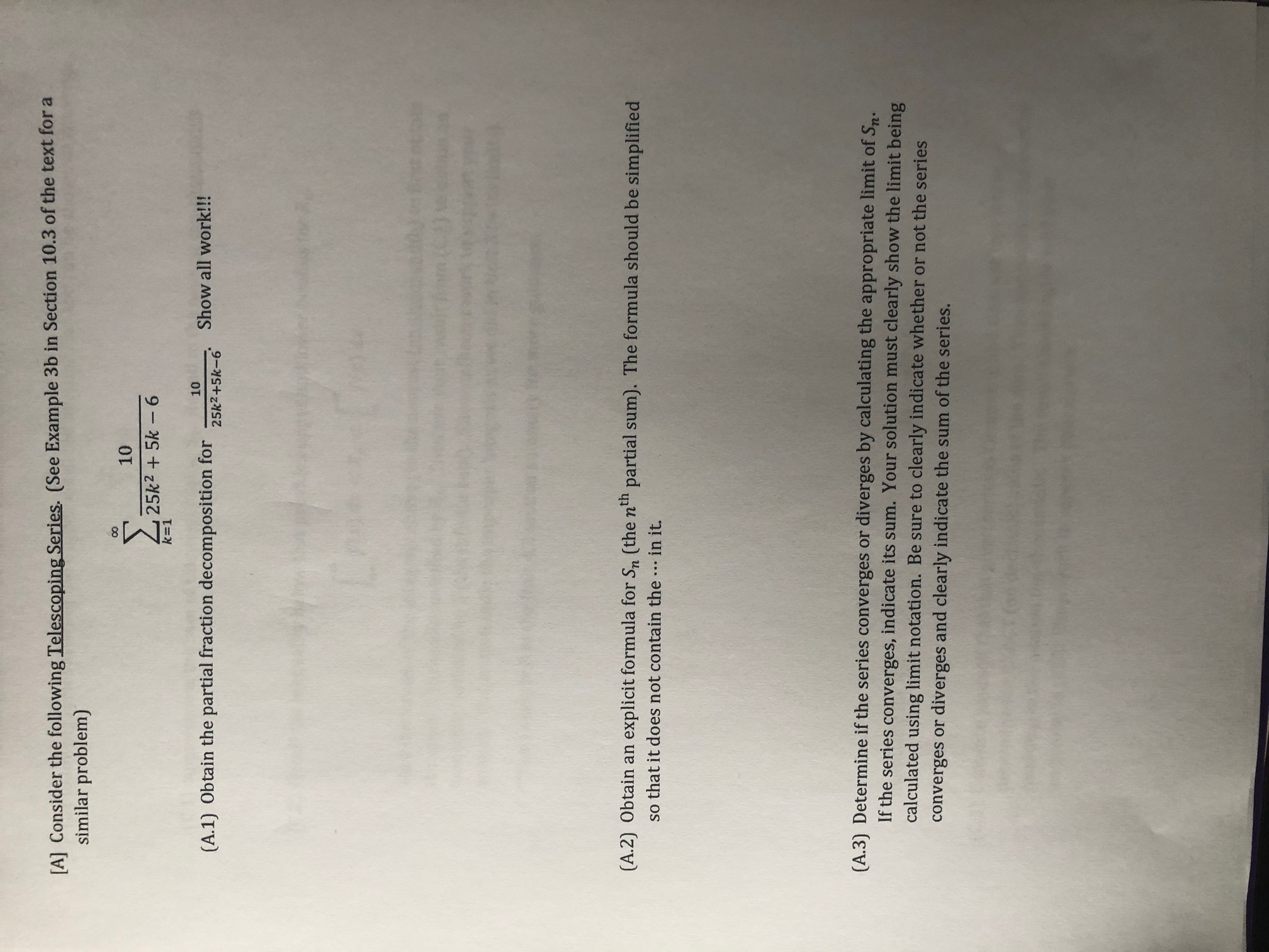 Solved [A] Consider the following Telescoping Series. (See | Chegg.com